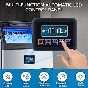 Ice Maker, Commercial Ice Makers Machine - 200 Lbs/24H, Stainless Steel, 90 Blocks in 15 Min, Ice Machine for Home Kitchen Office Restaurant Bar, Silver Black