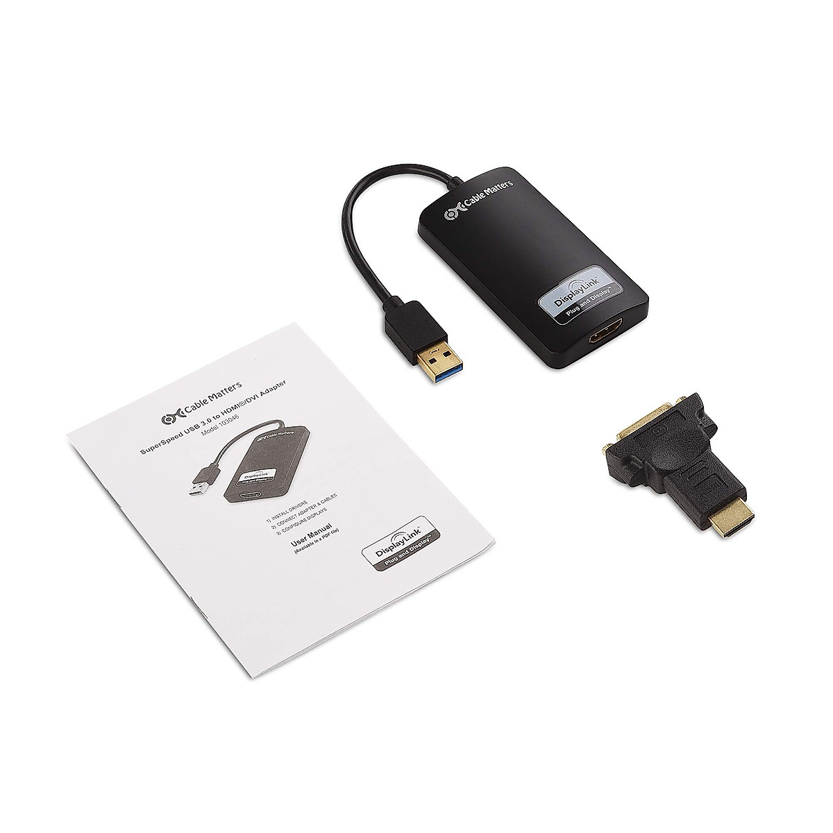 Cable Matters SuperSpeed USB 3.0 to HDMI Adapter (USB to HDMI Adapter) for Windows up to 1440p in Black