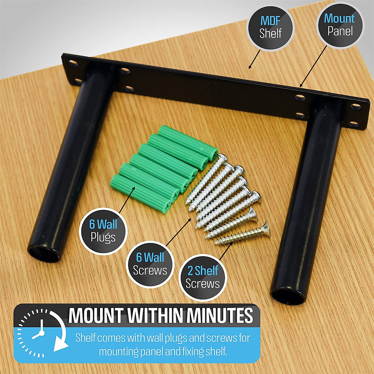 ASAB MDF Floating Corner Shaped Size Wood Wall Shelving Unit-Oak, Standard