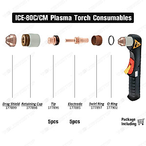 177895 Electrode 177896 Tip Nozzle for Miller ICE-80C/CM Plasma Cutting Torch 10pcs