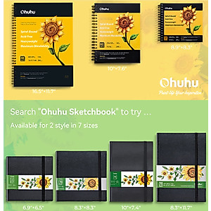 Ohuhu Sketchbook Marker Paper Pad: 8.3"x8.3" Square Art Sketch Book Drawing Papers 78 Sheets/156 Pages 120 LB/200 GSM Hardcover Sketching Books for Alcohol Markers Heavyweight Sketchpad Christmas Gift