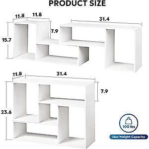 DEVAISE Flat Screen TV Stand for 43 45 55 inch TV, Modern Entertainment Center with Storage Shelves, Media Console Bookshelf for Living Room, White