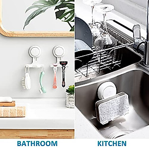 TAILI Shower Razor Holder Suction Cup 2 Pack, Vacuum Suction Razor Hanger for Shower Wall, Suction Door Hooks for Towel Loofah Sponge, Shower Razor Hooks for Bathroom Removable Waterproof, White