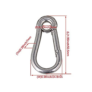 CNBTR 50mm Silver M5 Spring 304 Stainless Steel Snap Hook Eyelet Link Pack of 5
