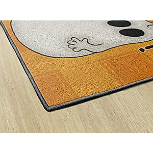 Brumlow MILLS Hey Boo Halloween Ghost Washable Festive Print Indoor or Outdoor Rug for Living or Bedroom Carpet, Dining Room, Kitchen Area or Entryway Rug, 20" x 34",Orange
