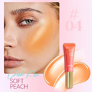 Liquid Blush Wand, Shimmer Face Blush Beauty Wand with Cushion Applicator, Lightweight Natural Pearl Finish, Smooth Creamy Fomula (6# glimmer pink)