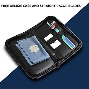 Straight Razors for Men - Professional Barber Razor for Close Shave with Premium Quality Edge, Blades Pack & Maintenance kit included with Pouch