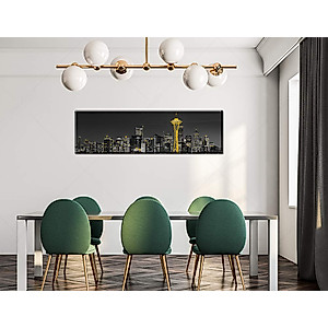 Seattle Wall Art Canvas - 14"X48" Washington DC Wall Art Decor Architecture Posters Black and White Seattle Skyline City Decorations for Bedroom modern Framed City Landscape Office,Living Room