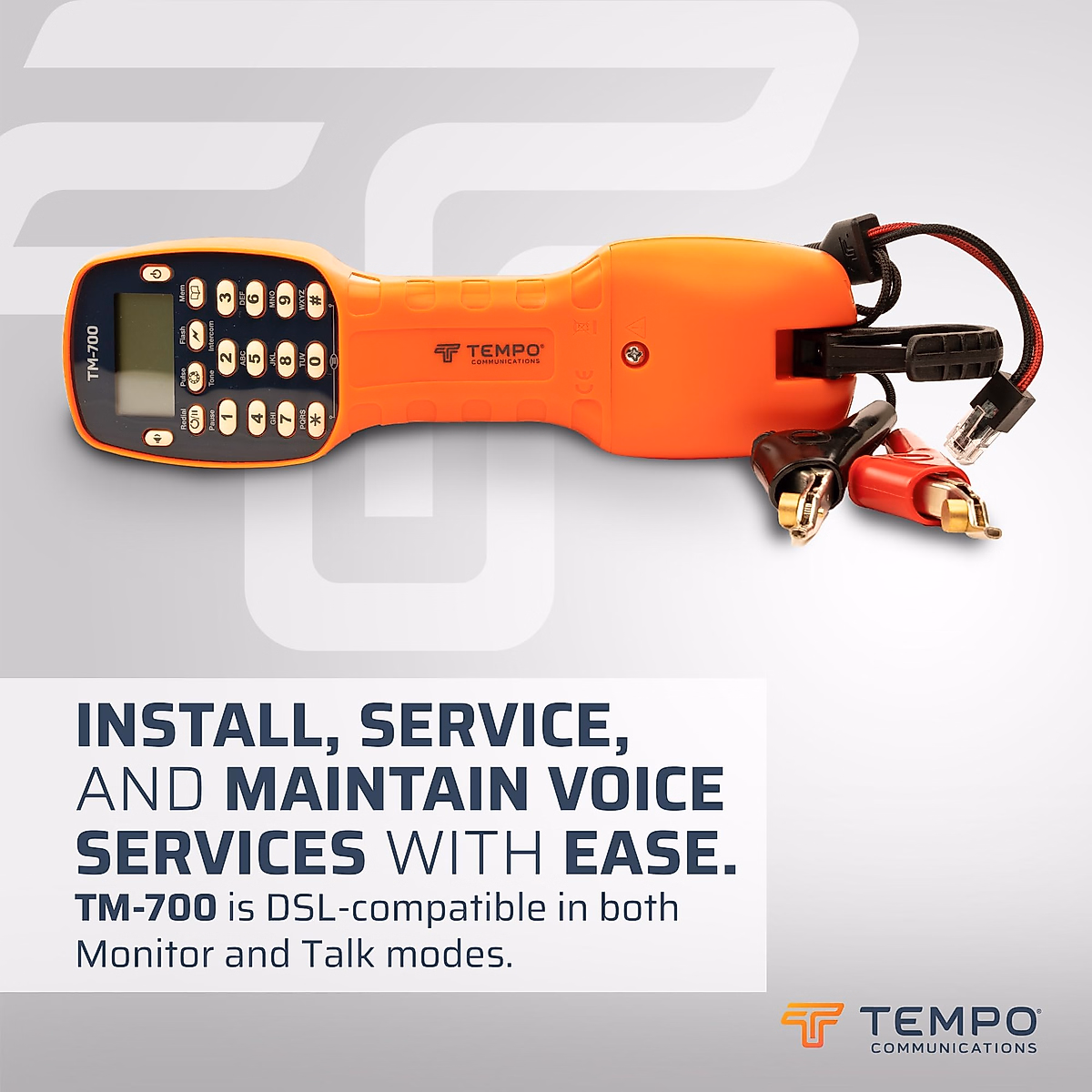 Tempo Communications TM-700 Butt Set/Lineman Telephone Test Set with LCD Display - Professional Grade (Latest Model)