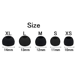 BLLQ Ear Tips Compatible with Anker Soundcore P2 / P3, Silicone Ear Buds Ear Cap Ear Plug Eartips Replacement for Soundcore Life P3 / Soundcore Life P2, XS/S/M/L/XL 5 Size 5 Pairs, Black