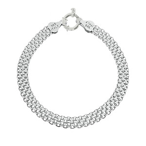 Savlano 925 Sterling Silver Italian 10mm Bismark Diamond Cut Mesh Link Chain Bracelet With Gift Box For Women- Made in Italy (7.5, 10mm)