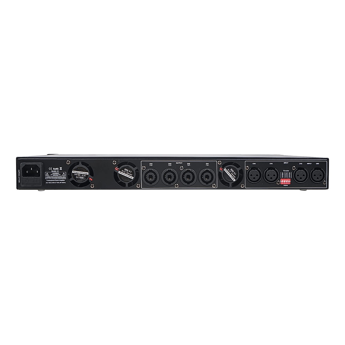 Sound Town Ultra-Lightweight 1U 4-Channel PA/DJ Power Amplifier, 4 x 1400W at 4-ohm, Supports 2, 4 & 8-ohm (ST-UPDM4C)
