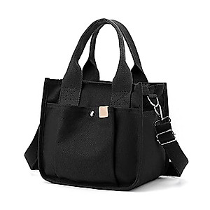 Women Canvas Tote Bag Classic Small Square Crossbody Bag Satchel Shoulder Bag Hobo Bag for Work School Travel