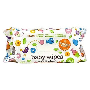 Natural Value All Natural Soft & Gentle Baby Wipes, 80 Wipes (Pack of 12)