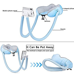 AIMI Neck Pillow Phone Holder, Cell Phone Holder, Suitable for Home,Travel, Outdoor,Comfort, Stability, Durability, Support Phone and ipad (Blue)
