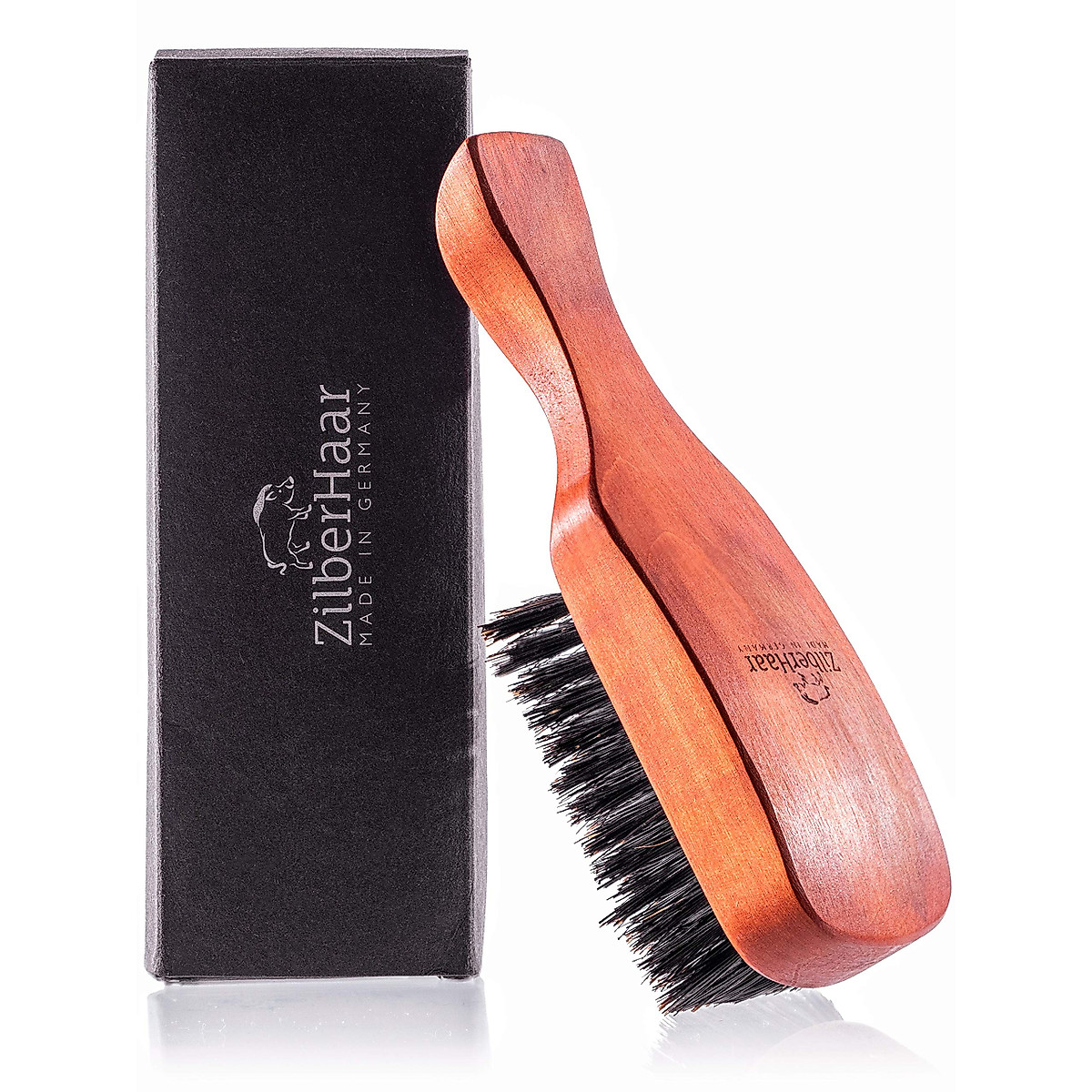 ZilberHaar Major – Men's Hair and Beard Brush – Soft Boar Bristles – Massages and Exfoliates Skin and Scalp – Ideal Men's Grooming Accessory – Made in Germany