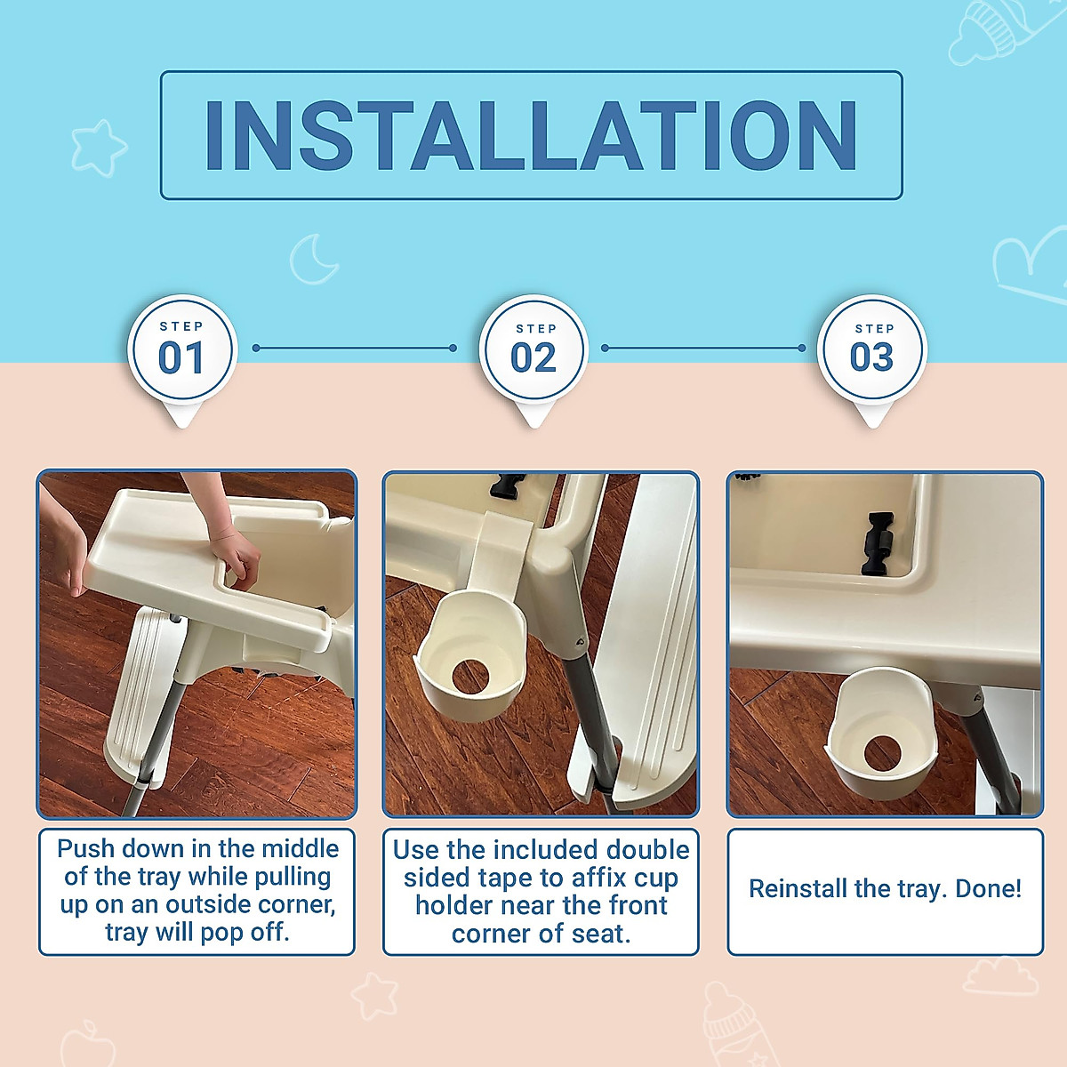 Cup Holder Compatible with IKEA Antilop - Cupholder Accessory for Chair w/Double Sided Tape - Compatible IKEA High Chair Accessories for Kids