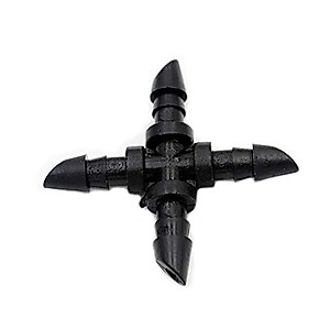 50 Pieces 1/4 Inch Barbed Cross Fittings Barbed Cross Connecters 4 Way Garden Watering Cross Connector Drip Irrigation Tubing Fit for 4mm/7mm Tube for Flower Bed Vegetable Garden Home and Garden