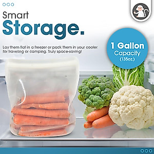 Silicone Food Storage Bag 102oz. XXL [Set of 2] Reusable Freezer Bags - Zero Waste Food and Container Lids Reusable Silicone Containers with Lid, Sous Vide, Extra Large Bags