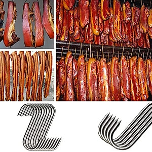 5.12inch Meat Hooks,20Pcs 304 Stainless Steel Butcher Hook Smoking Hooks,Hanging, Drying, Butchering, BBQ, Grilling，Jerky. (5.12in)