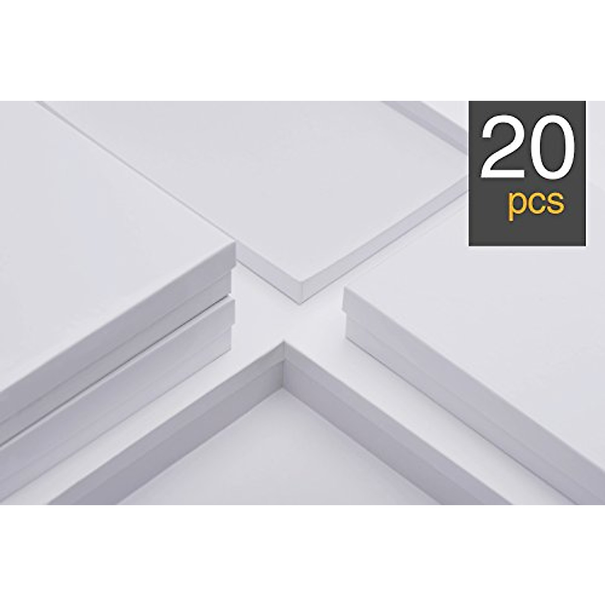 8x5.5x1.25 Cotton Filled Jewelry Gift Boxes, Kraft Cardboard Jewelry Boxes, Jewelry Gift Box for Necklace, Earring, Bracelet, Accessories, Bulk Jewelry Box for Small Business & Boutique, White 20 Pcs