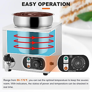 Nacho Cheese Warmer Dispenser 7.4Quart Hot Fudge Warmer Commercial Soup Warmer with Ladles, Food Warmer for Nachos Cheese Caramel Popcorn Hot Fudge Sauces 86-185℉110V