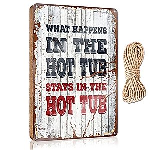 Wall Hanging Plaque Sign What Happens In The Hot Tub Stays In The Hot Tub Wooden Sign Farmhouse Door Decor Funny Wood Decor (Size : 15X28CM)