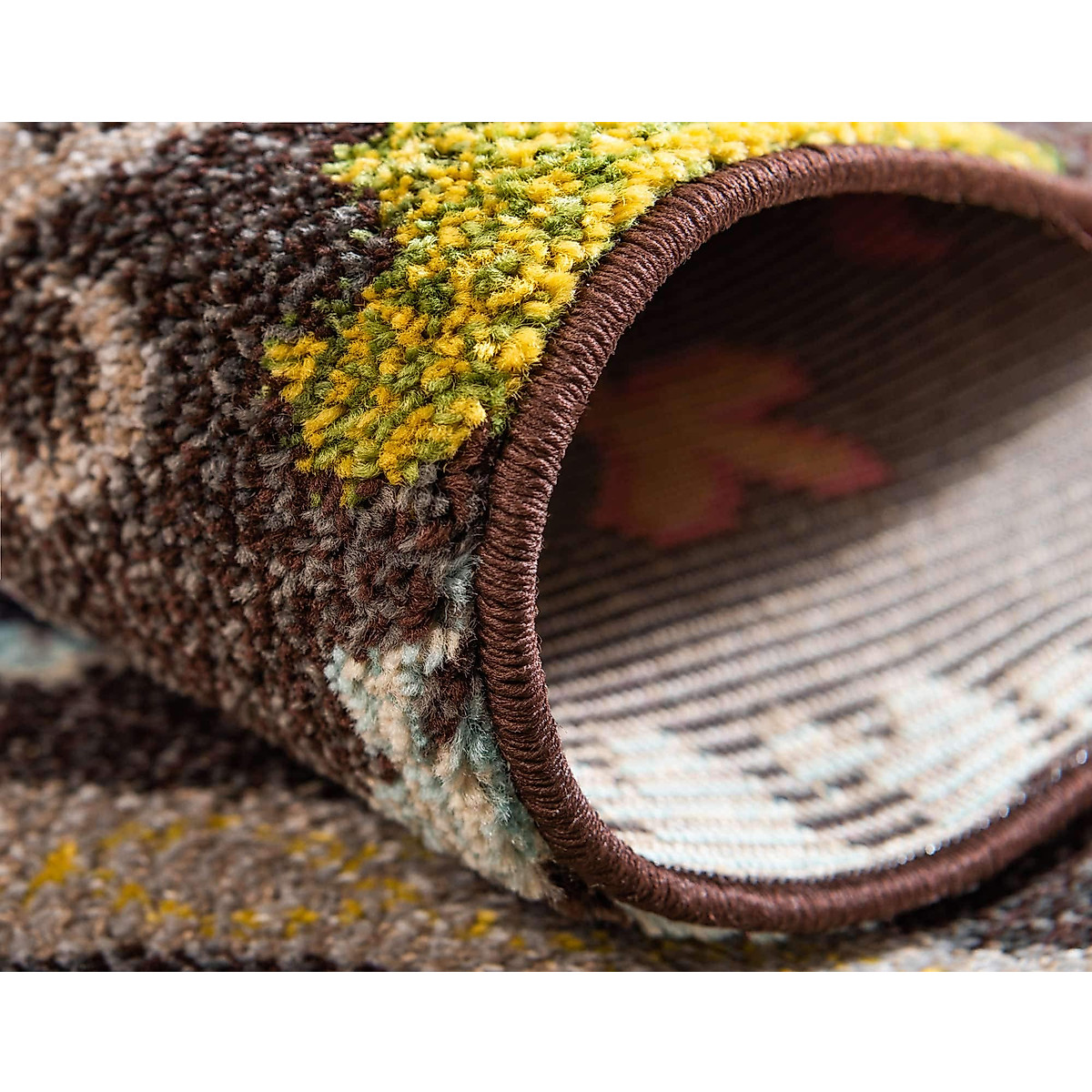 Unique Loom Estrella Collection Contemporary, Bohemian, Floral, Abstract, Paisley Area Rug, 7' 1" x 10' 0", Brown/Beige