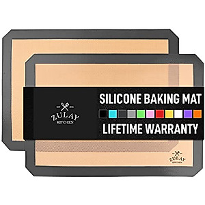 Zulay Kitchen (2 Pack) Silicone Baking Mat Sheet Set - Reusable Baking Mat Nonstick - Half Sheet Baking Mat For Oven - 16.5" x 11.6" (Dark Gray)