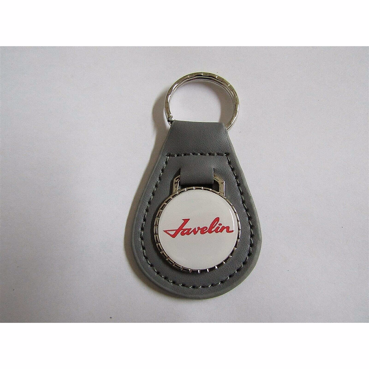 JAVELIN SCRIPT EMBLEM LOGO LEATHER KEYCHAIN - GREY