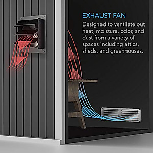 AC Infinity AIRLIFT S10, Shutter Exhaust Fan 10” with 10-Speed Controller, EC Motor - Wall Mount Ventilation and Cooling for Sheds, Attics, Workshops, and Greenhouses