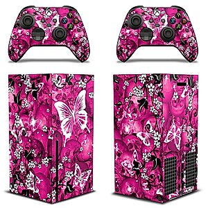 AMR Racing 247 Skins Graphics kit Sticker Decal Compatible with Xbox Series X and Wireless Controllers - Butterflies Pink