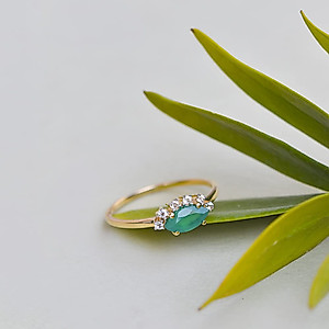 YoTreasure 0.60 ct. t.w. Green Onyx & White Topaz 10kt Yellow Gold Ring