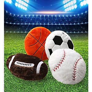 17.7" Basketball Plush Pillow Soft Fluffy Velvet Stuffed Football Throw Pillow Sports Rugby Ball Shaped Sleeping Travel Pillow Sofa Recliner Bedroom Decoration Gifts for Kids Children Boys Women Men