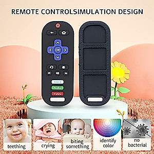 Rayshie Silicone Baby Teether Toy, Baby Chew Toys, BPA Free for Sucking Needs, for Infants 3+ Months, for Soothing Sore Gums, Remote Control Shape Teethers for Babies Chew Toys（Black）