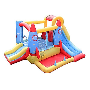 FBITE Inflatable Slides Castle Kids Bouncy Playhouse for Birthday Party Gift with Blower Indoor Small Rocket Slide Trampoline Playground Equipment