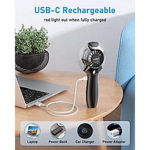 TriPole Handheld Fan Misting Fan 4000mAh Portable Fan with Mist 3 Speed Mini Fan Rechargeable Battery Operated Hand Fan for Kids Boys Girls Women Travel Vacation Outdoor, 8-29H Working, Black