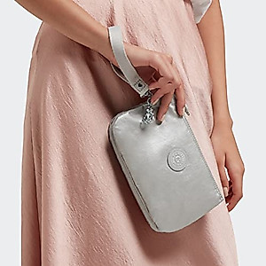 Kipling Women's Creativity Extra Large Wristlet, Versatile Cosmetics Kit, Lightweight Travel Organizer, Bright Metallic