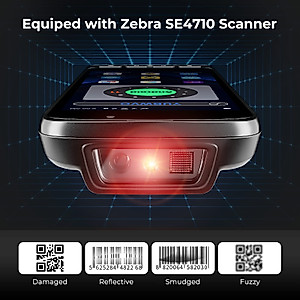 Android 11 9000mAh Barcode Scanner with Pistol Grip IP65 Rugged PDA Handheld with Zebra SE4710 Scanner, NFC 3G 4G Bluetooth GPS Wi-Fi QR 1D 2D Barcode Scanner, Removable Battery