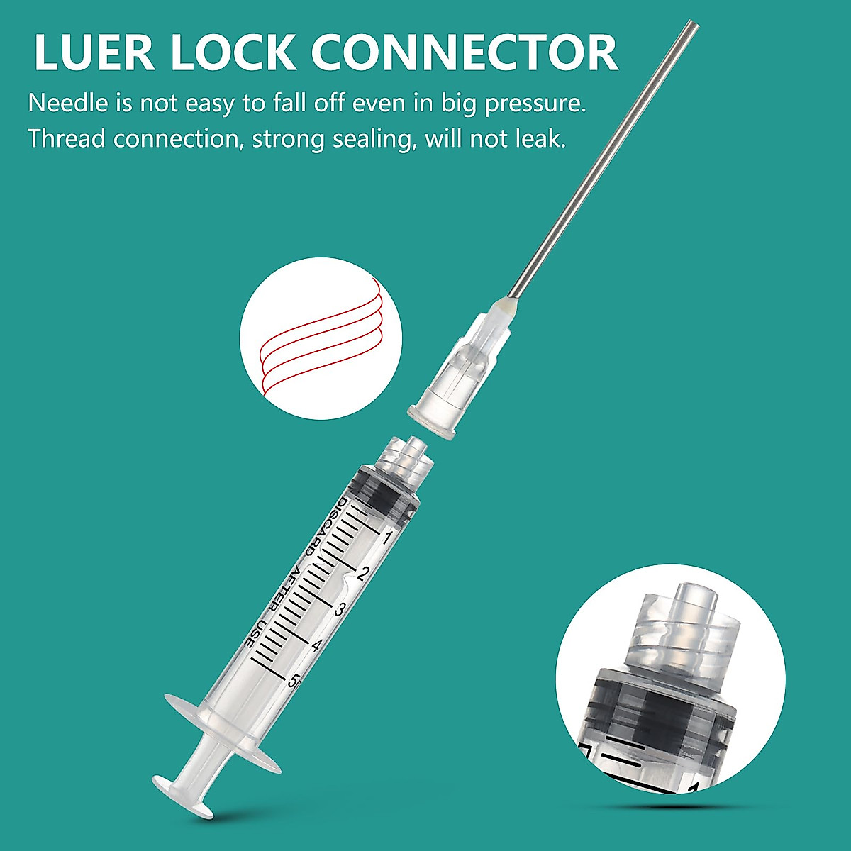 5ML/CC Premium Ink Syringe with Metal Distribution Tubes and Luer Lock Suitable for Fountain Pen Refill,Glue Application,Liquid Dispensing and Measuring, Pet Food Feeding,Refilling Ink Cartridges,CISS