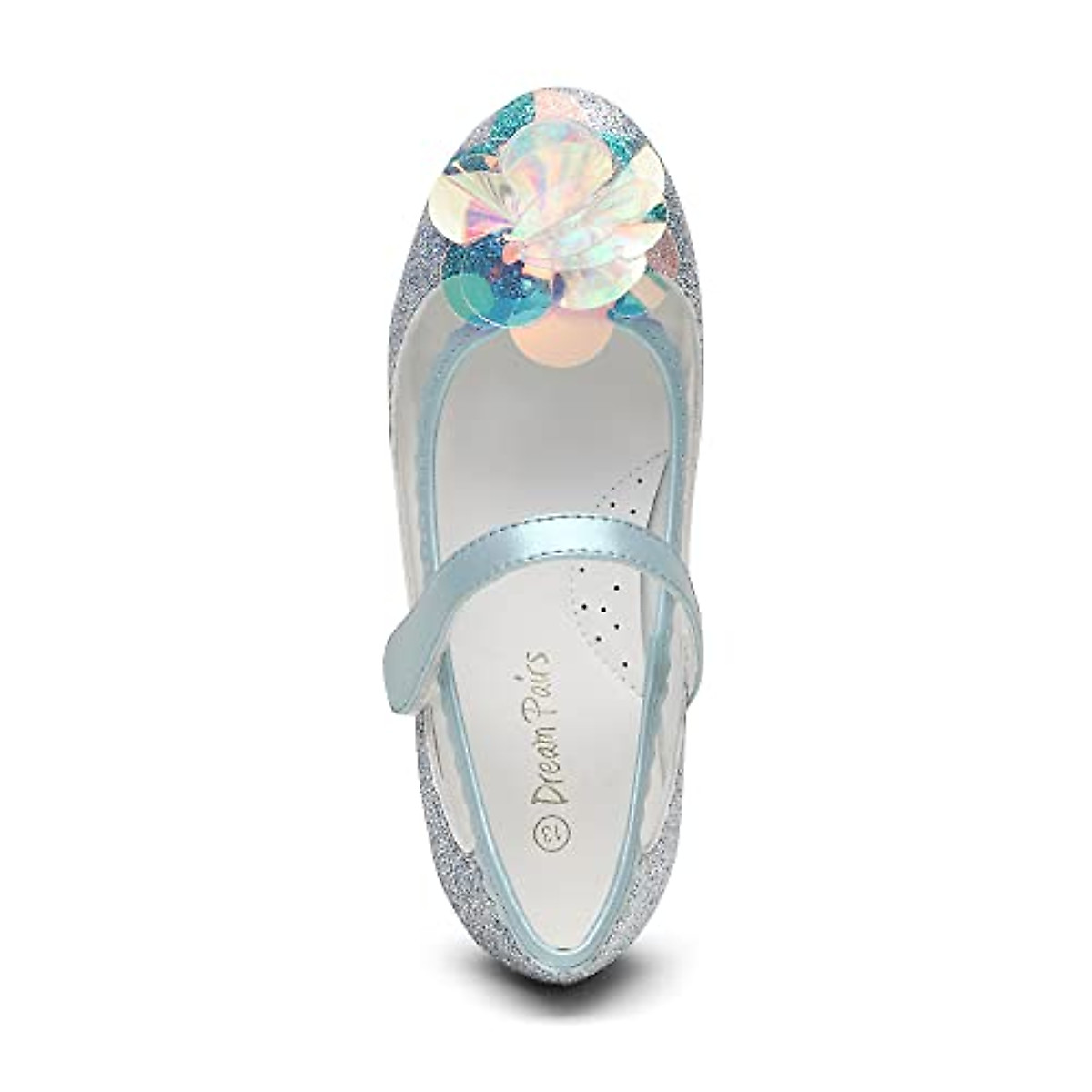 DREAM PAIRS Girls SDFL221K Dress Shoes Low Heel Party Princess Shoes Blue/Glitter Size 1 Little Kid