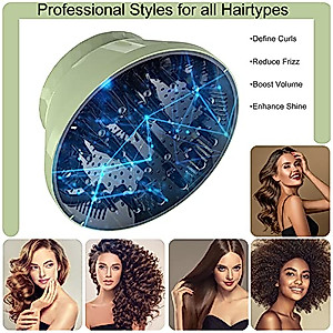 Universal Hair Diffuser Portable Hair Dryer Attachment for Blow Dryer Nozzles from 1.5 to 3.0 inch Diameter with Shampoo Brush (Green)