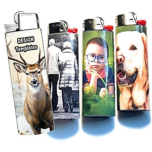 Custom Lighter Photo Wraps - 4 Pack Upload 4 Photos - Personalize Lighter Stickers - Company Logo Gifts - Wedding Favors - (Lighter Not Included) (4)