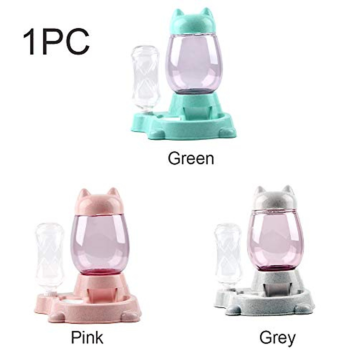 Yuhoo 2 in 1 Automatic Pet Feeder, Detachable Dog Cat Water Food Pet Automatic Dispenser, Gravity Principle Drink Fountain Pet Feeding Bowl (Green), free size