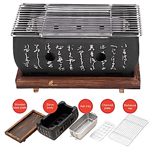 Japanese Barbecue Grill, Portable Charcoal Chrome Cooking Grill, Japanese and Wind Grill, Internal Grates BBQ Grill Rectangle with Wire Mesh, Outdoor Barbecues Camping Traveling