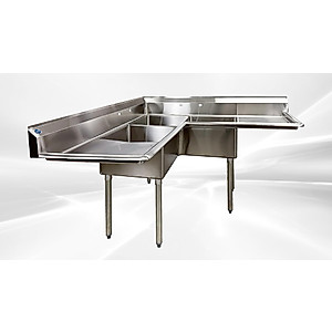 Commercial 3 Compartment Corner Sink, Stainless Steel Kitchen Restaurant ETL NSF