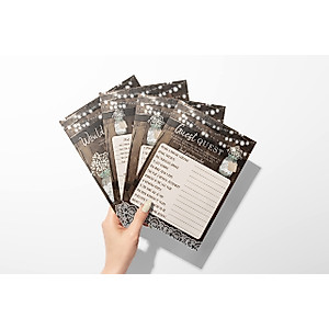 Your Main Event Prints Bridal Shower Bachelorette Games, Rustic Wood Barrel Mason Jar, He Said She Said, Find The Guest Quest, Would She Rather, Phone Game, 25 games each