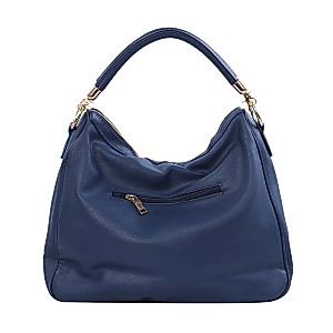 Premium PU Leather Double Tassel Interlace Braided Satchel Shoulder Bag Handbag, Blue