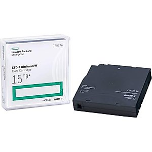 HP C7977A 1/2-Inch Ultrium LTO-7 Cartridge, 2,200 ft, 15 TB Native/6TB Compressed Capacity
