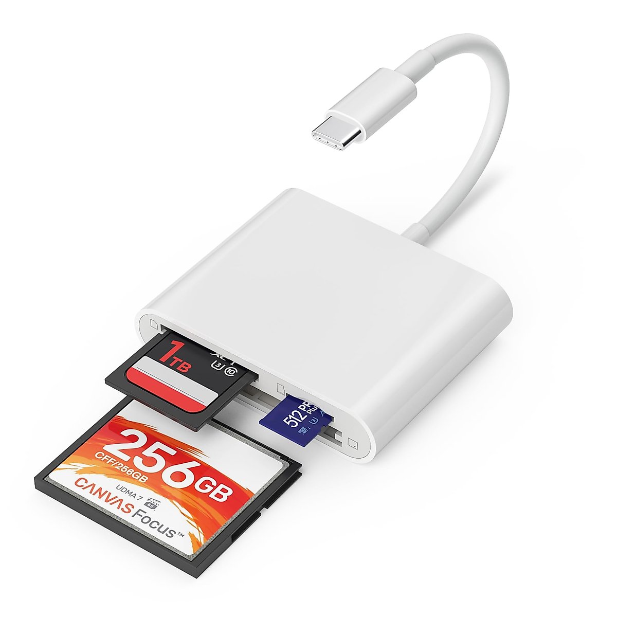 TIANSONG USB C SD Card Reader for iPhone 15/Mac/iPad, 3-Slot USB Type C to CF/SD/TF Card Adapter Supports Compact Flash/Micro SD Card Compatible with MacBook Pro/Air iMac M1 M2 Android Galaxy S22 S23